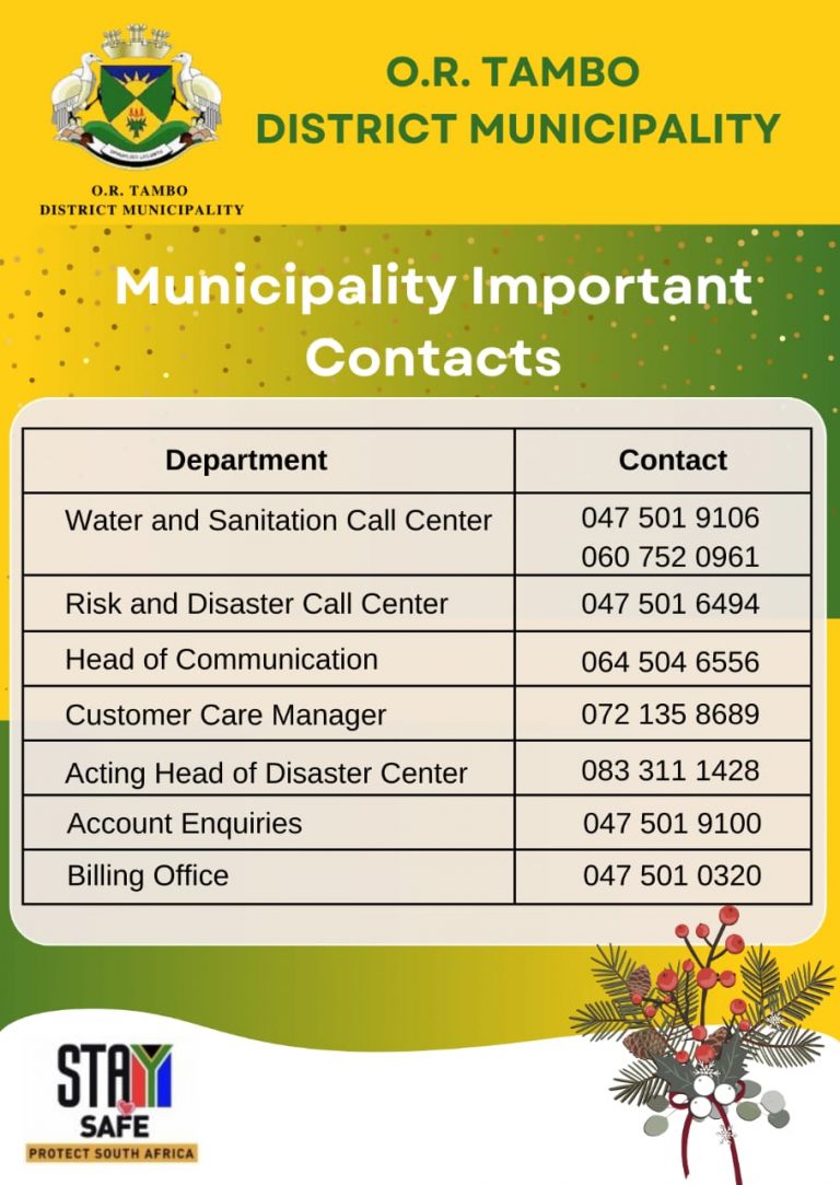 ORTDM IMPORTANT CONTACT DETAILS – OR Tambo